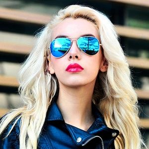 Accessories | Ice Blue Flash Mirror Lens Classic Aviator Wsilver Frames ...